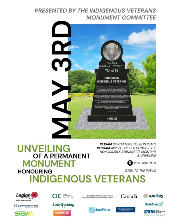 Indigenous Veterans’ Monument Unveiling – Heritage Regina